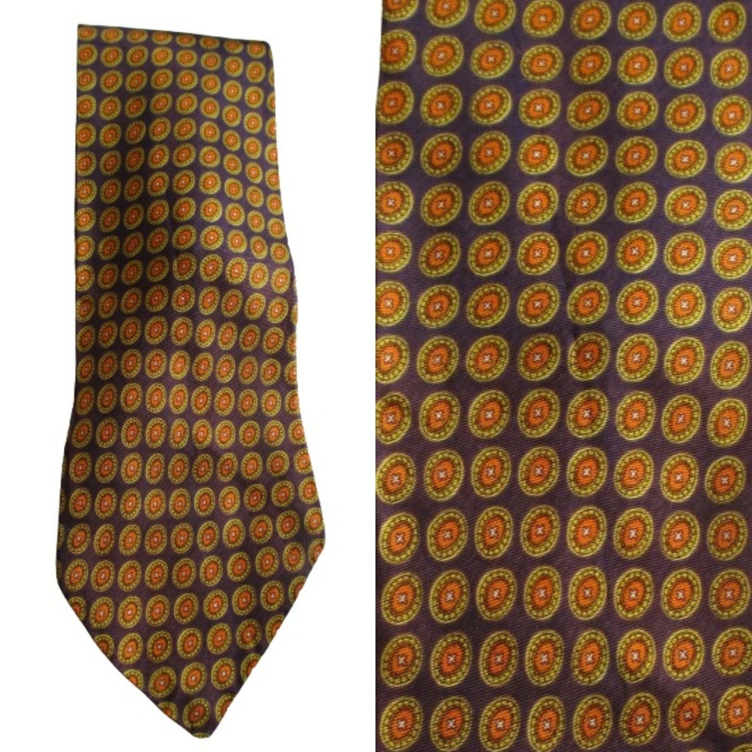 Vintage Necktie 1950's Wide Gold, and Purple Geometric Design Silk Tie ...