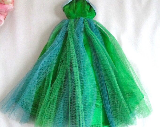 Barbie Doll Senior Prom Dress Green Satin With Tulle Overskirt 1963-64 Mattel Doll Not Included ...