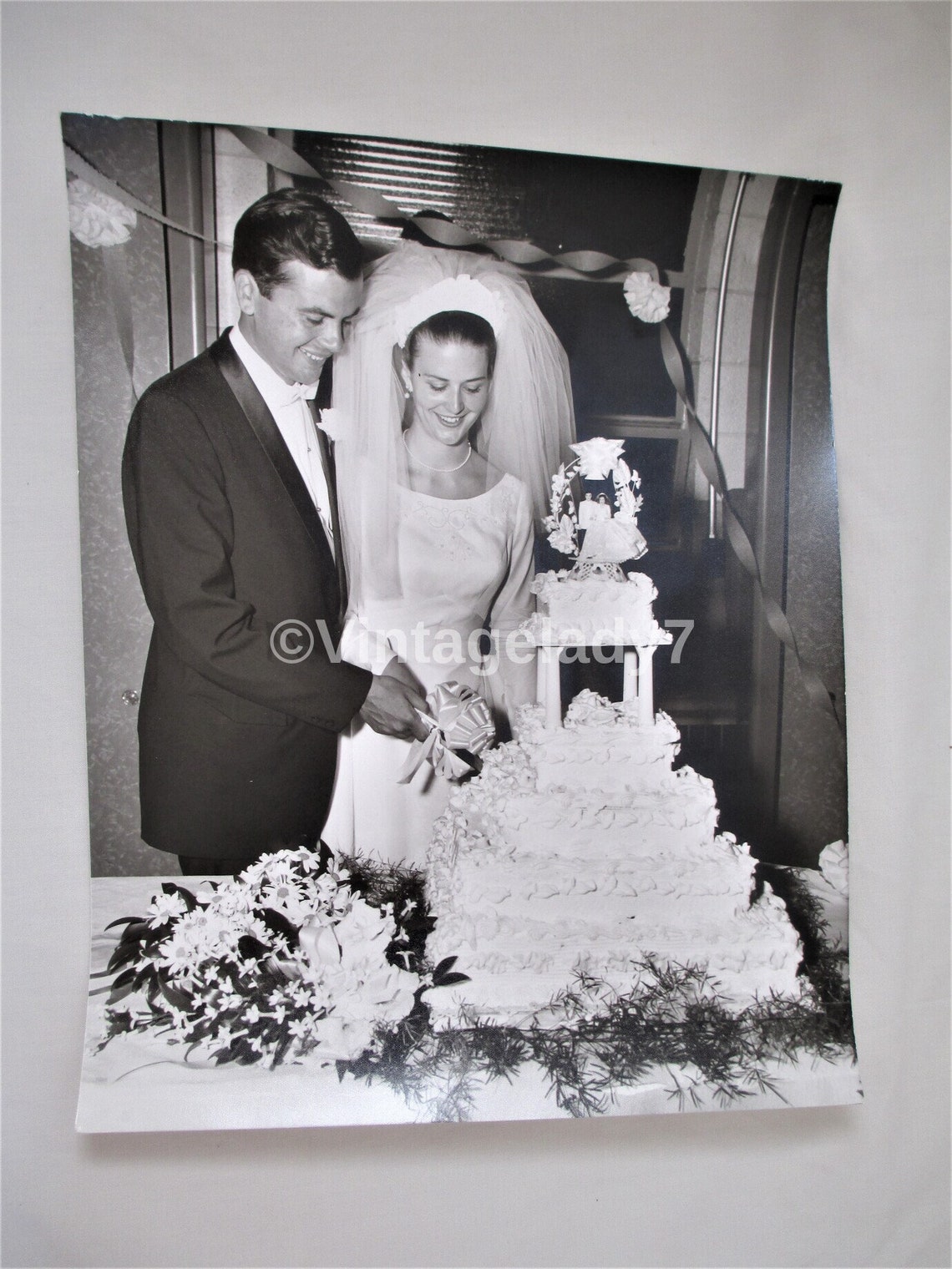 Vintage Photo 1966 Bride and Groom Cutting the Cake Archive of | Etsy