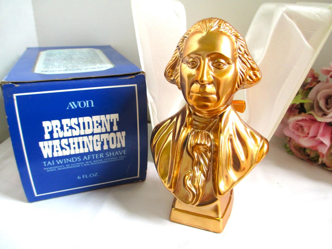 Avon George Washington Bust Gold Tai Winds Aftershave Decanter in ...