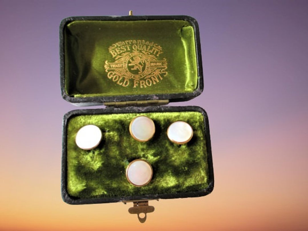 Antique Cuff Stud Buttons Mother of Pearl Gold Fronts Warranted Best ...