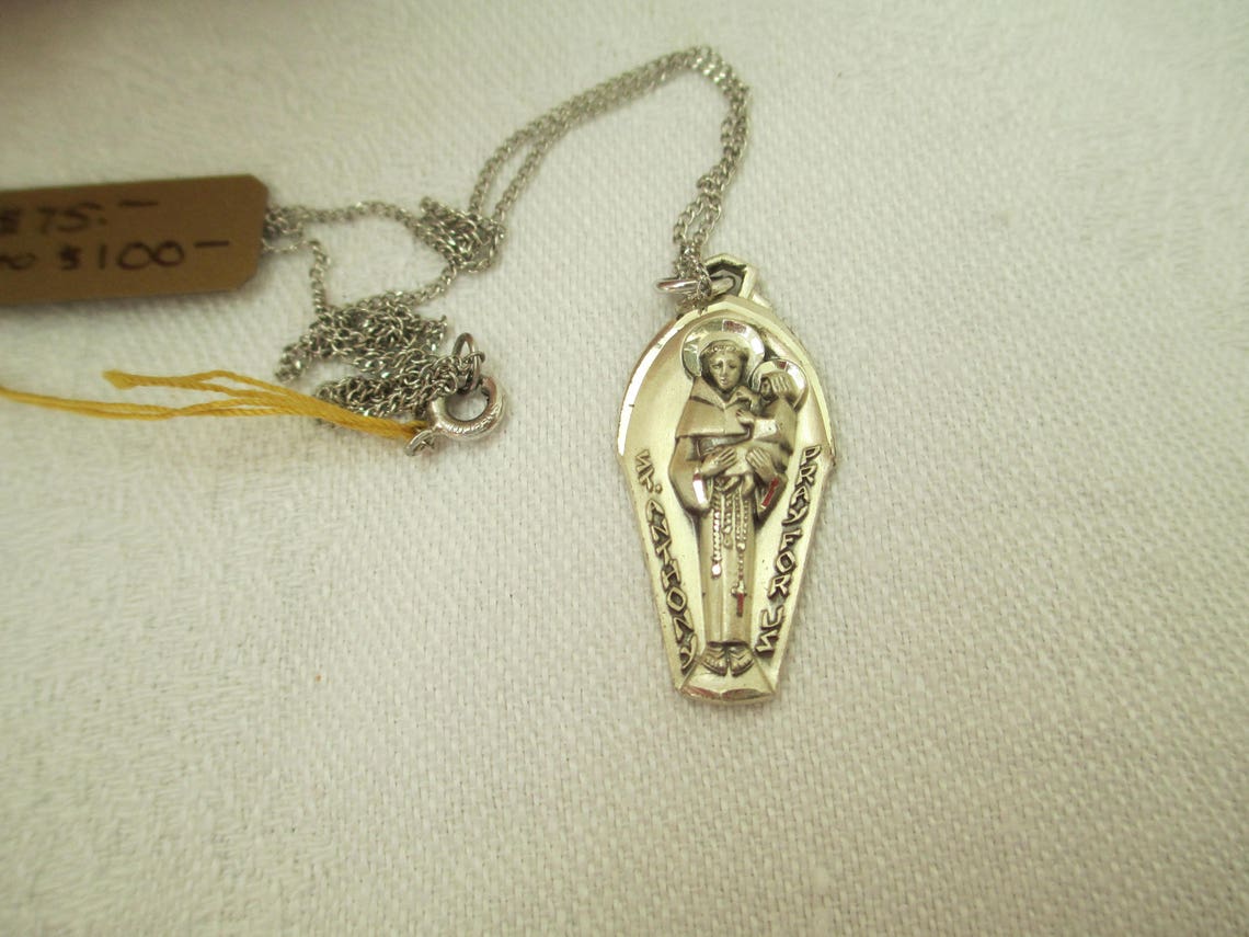 Saint Anthony Sterling Silver Medal Pendant Necklace Unusual - Etsy