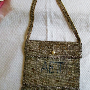 Antique Victorian Steel Beaded Sorority Greek Purse Handbag Unique ...
