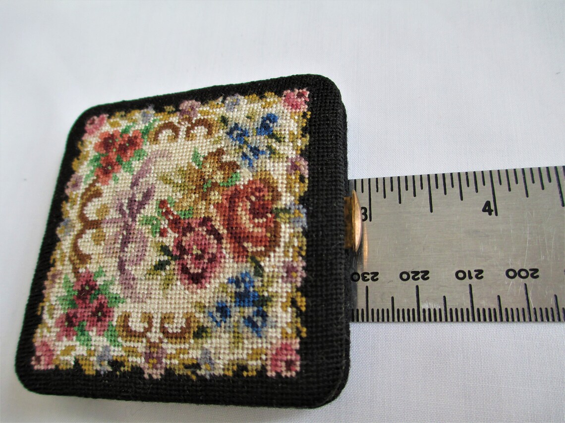 Vintage Compact Austrian Petit Point Powder Compact Unused in Earthy ...