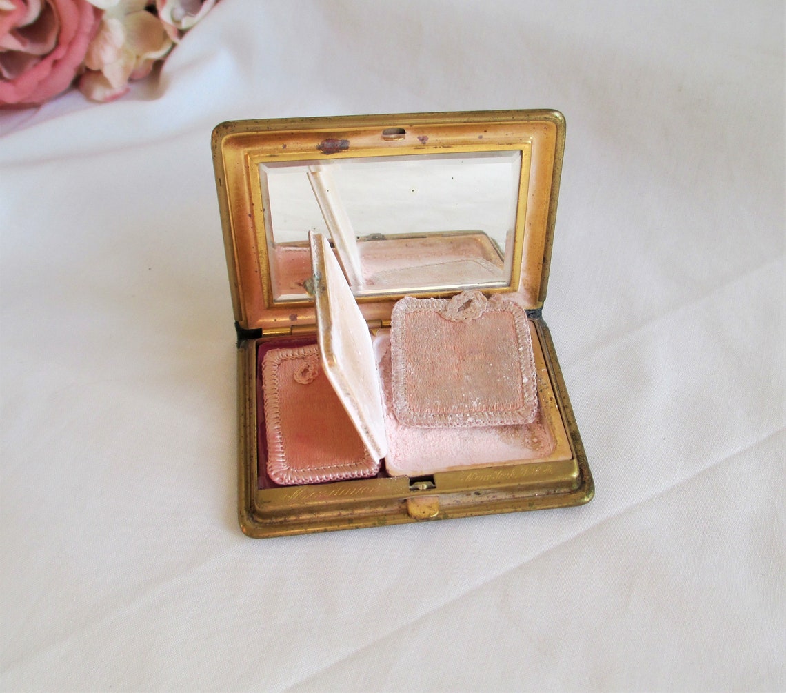 Vintage Compact Leather Vanity Book Mondaine Face Powder Rouge | Etsy
