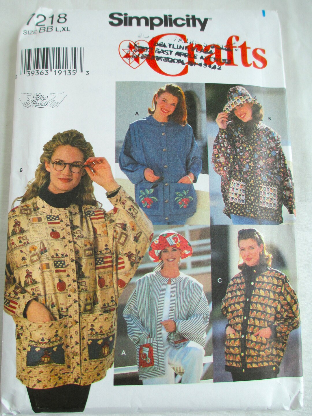 Simplicity 7218 Loose Jacket and Hat Misses Size L XL Vintage Sewing ...