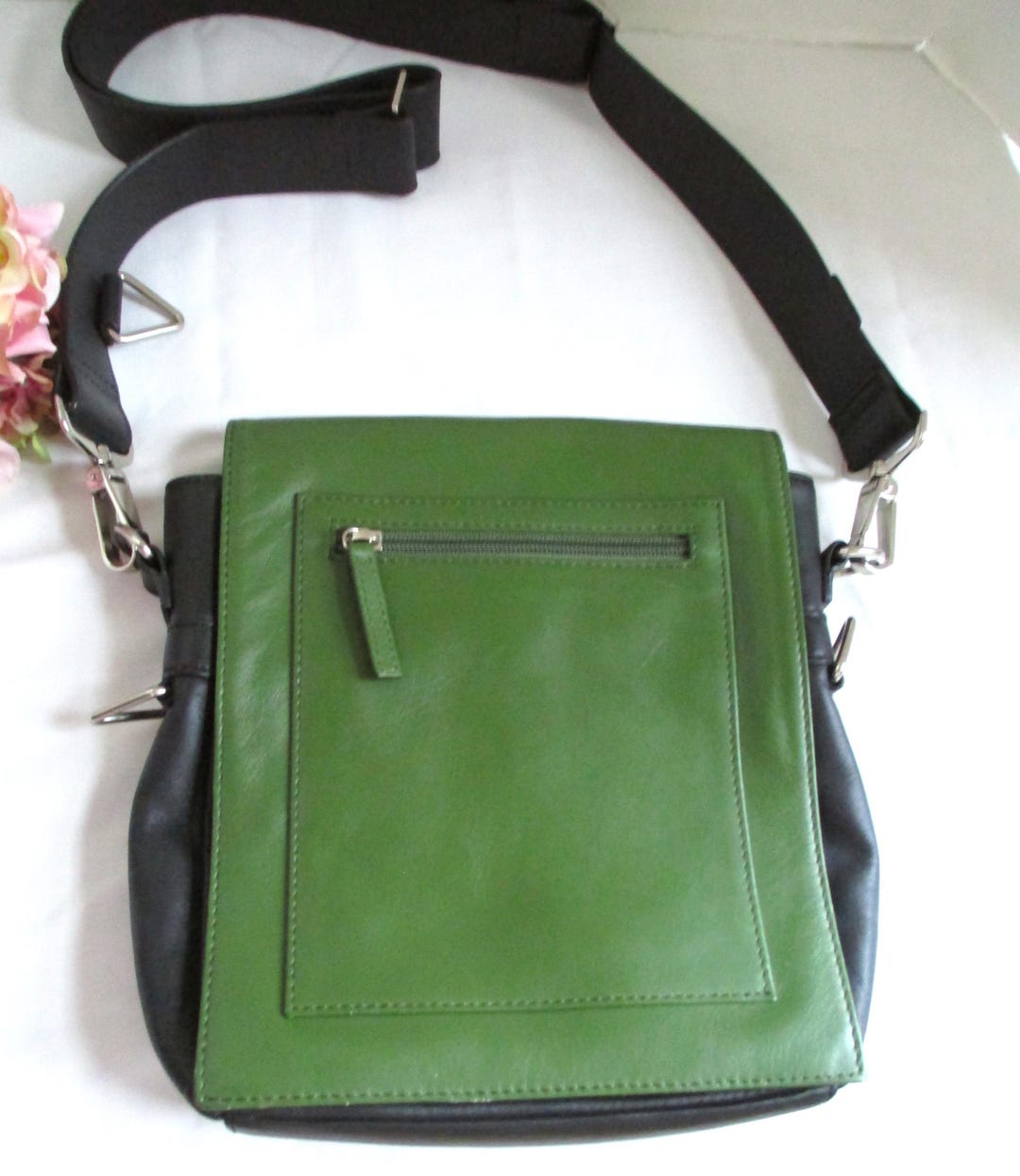 Vintage Leather Fold-over Flap Messenger Satchel Bag Shoulder Strap ...