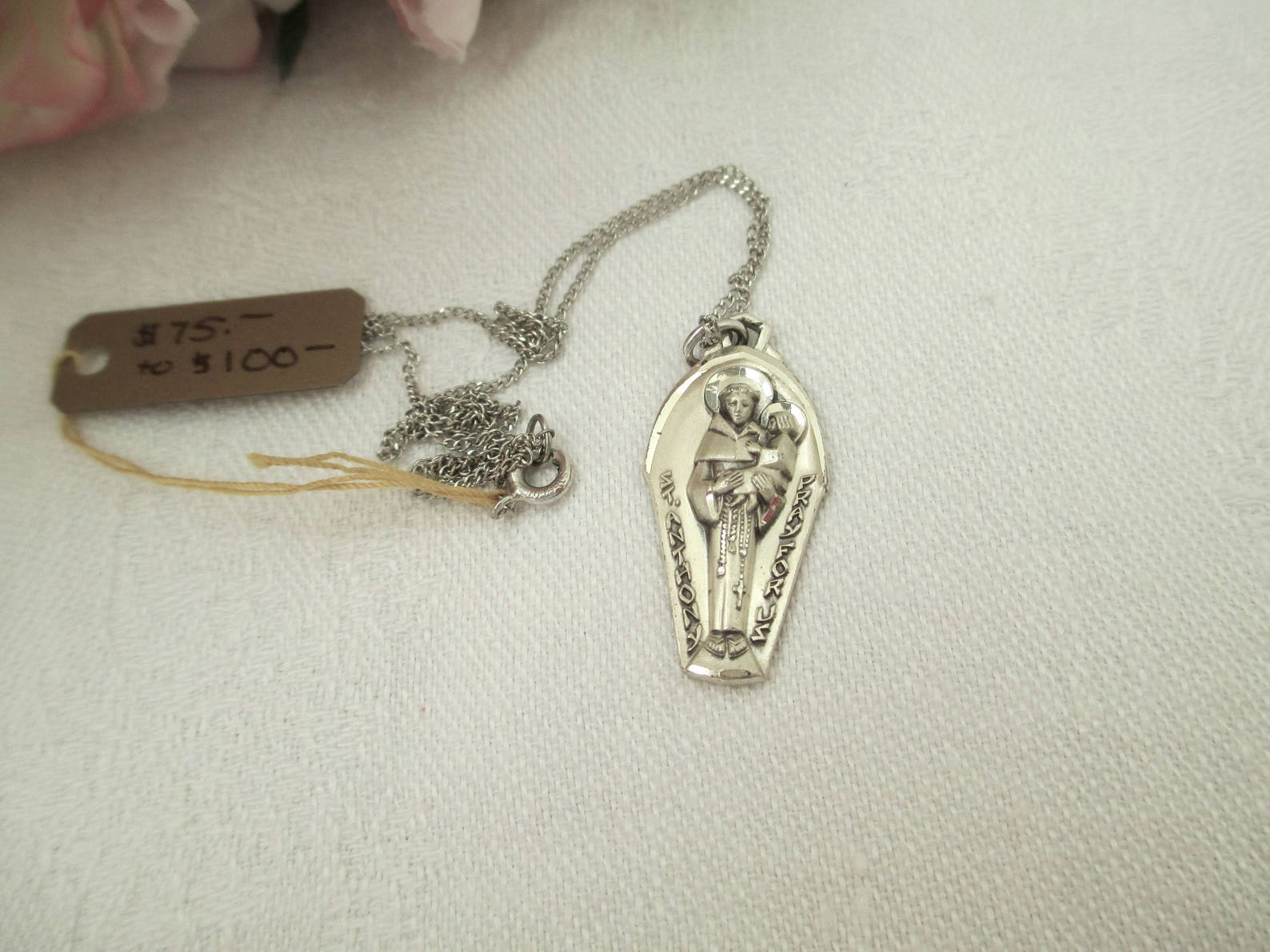 Saint Anthony Sterling Silver Medal Pendant Necklace Unusual - Etsy