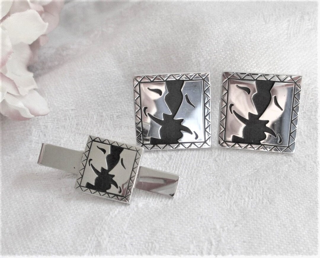 Vintage Swank Cufflinks Set Encore Comedy & Tragedy Swank Cuff Links ...