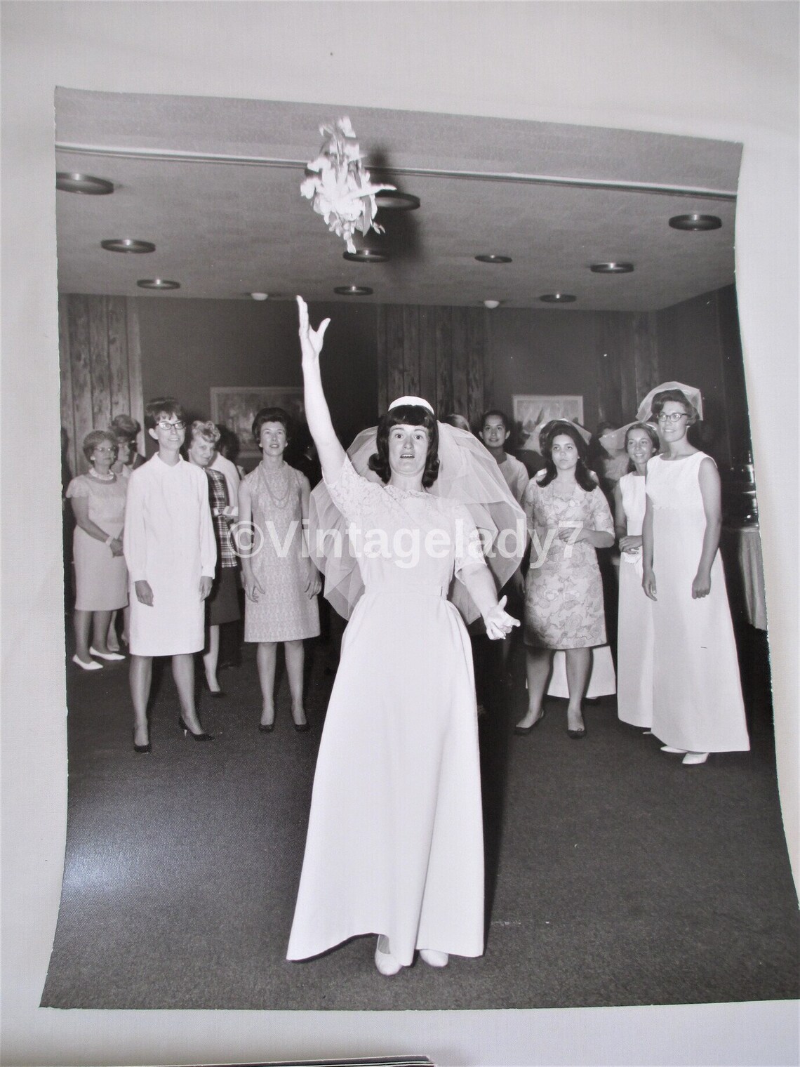 Vintage Photo 1966 Bride Tossing the Bouquet Wedding ARCHIVE | Etsy