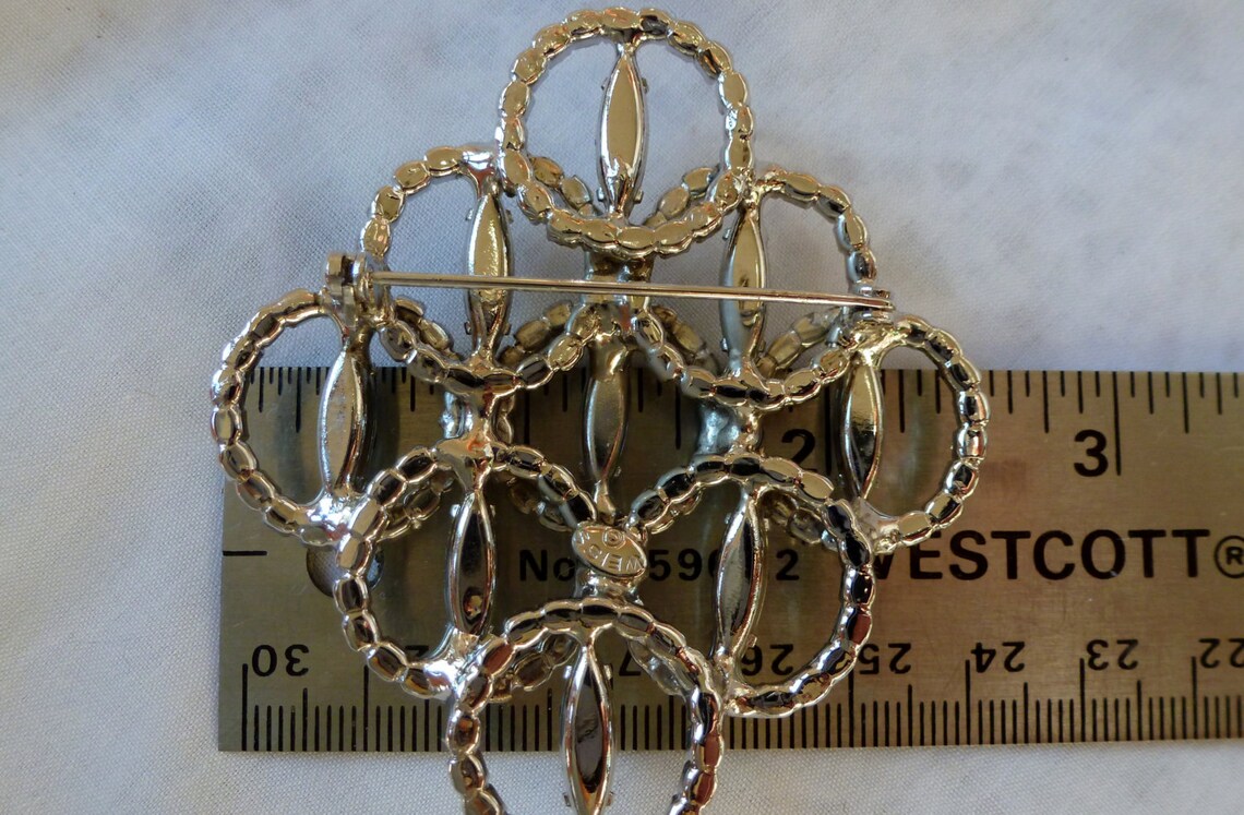 Vintage Weiss Large Diamond Rhinestone Brooch Pin Bling | Etsy