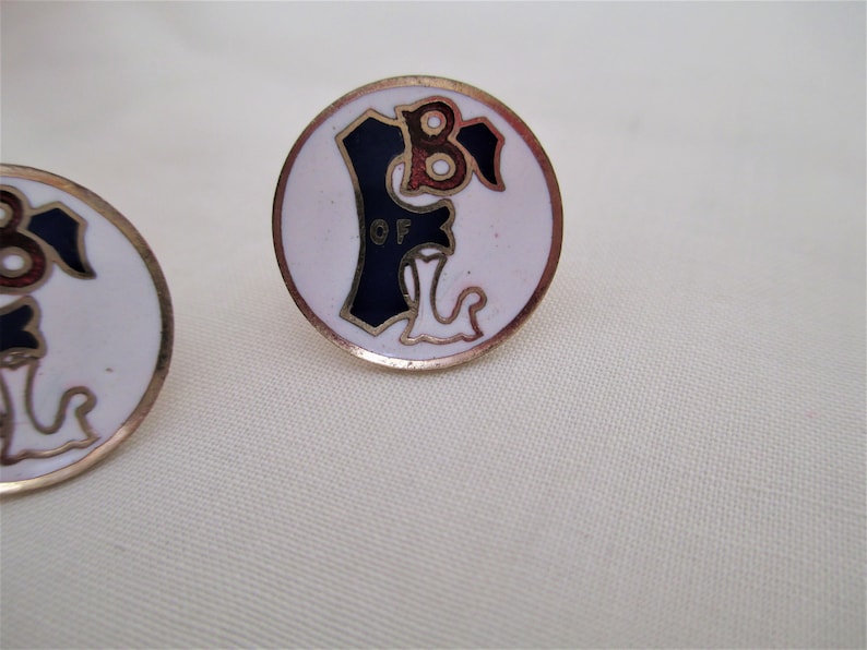 Brotherhood of Locomotive Engineers Enamel Cufflinks RARE Antique Bean ...