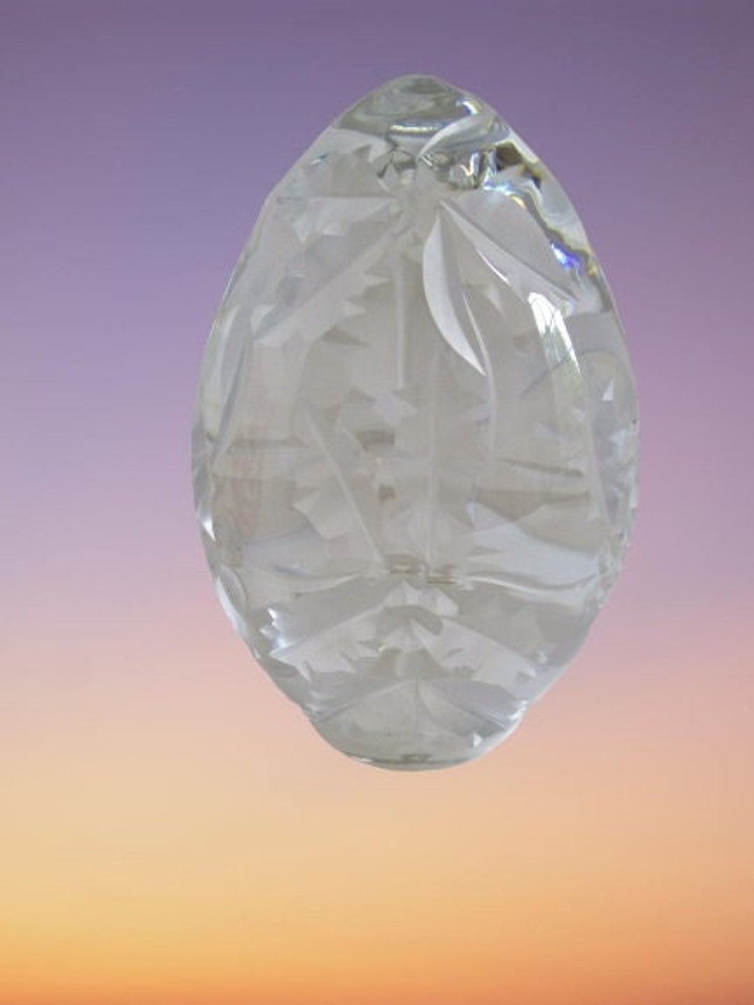 Vintage Paperweight Stunning Large Egg Shape Crystal Cut Holly and ...
