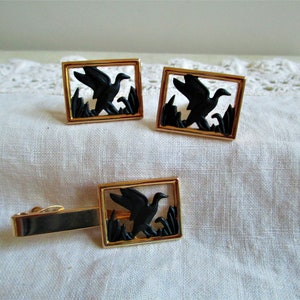 Swank Cufflink Set Ducks Gold Enamel Cufflinks & Tie Clip Extremely ...