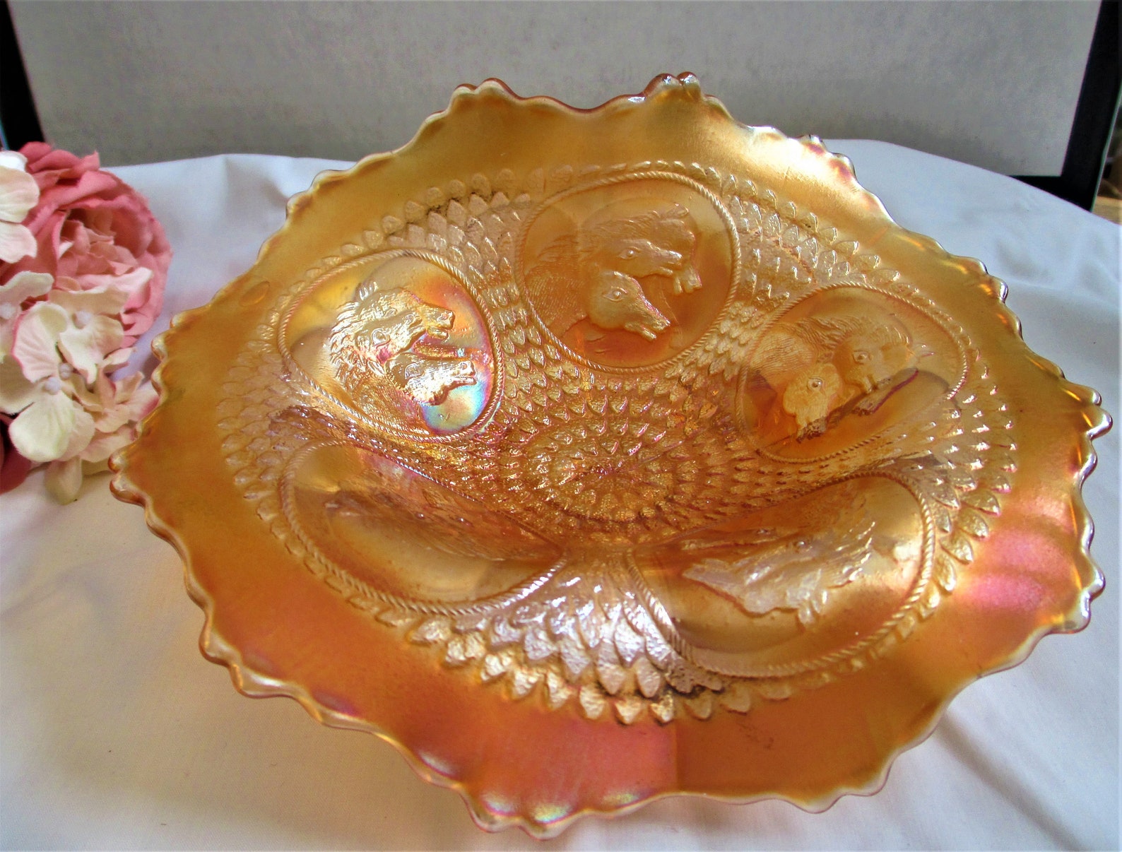 Antique Fenton Carnival Glass Marigold Horse Heads HORSE - Etsy