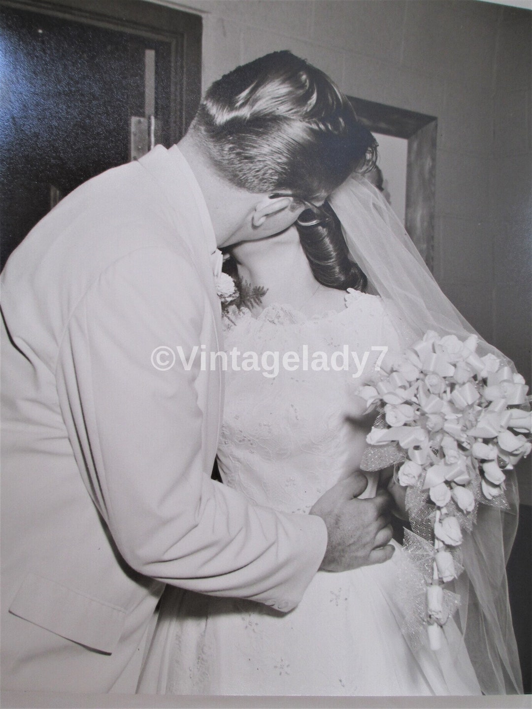 Vintage Photo 1966 Bride and Groom Kissing Wedding ARCHIVE of ...