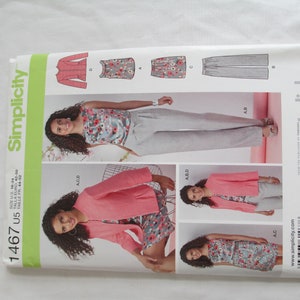 Simplicity 1467 Sewing Pattern Misses 1467 Top Jacket Pants Skirt Sizes ...