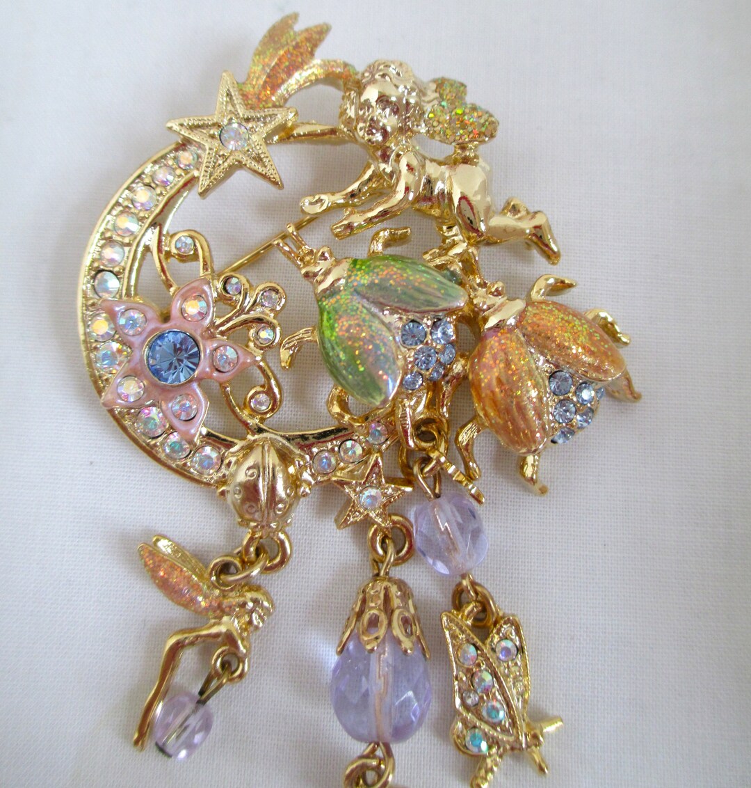 KIRKS FOLLY Fantastic Moon Angel Star Bugs Dangle AB and Multi ...