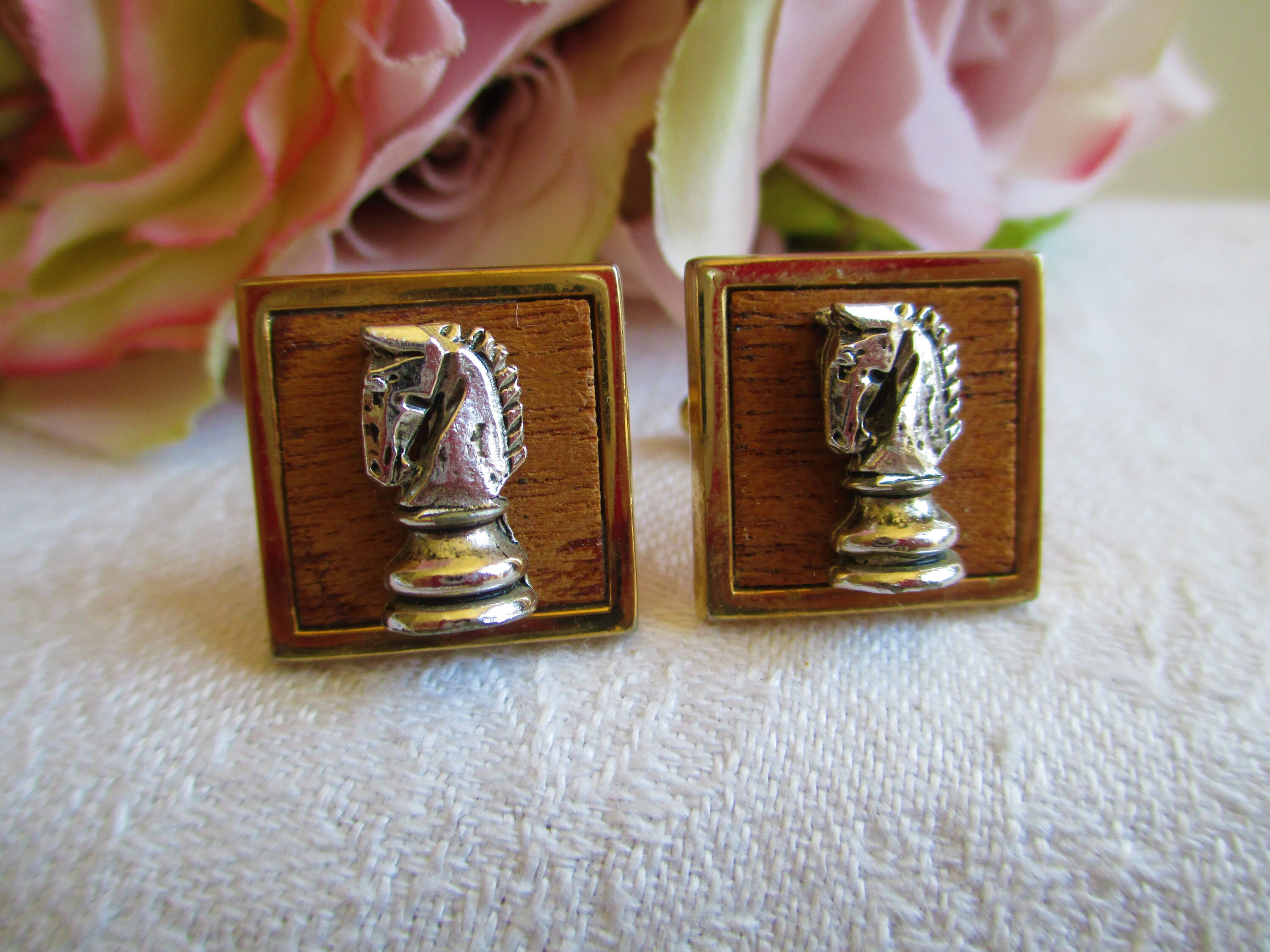 Vintage Cufflinks Knight Horse Head Gold & Silver Tone | Etsy