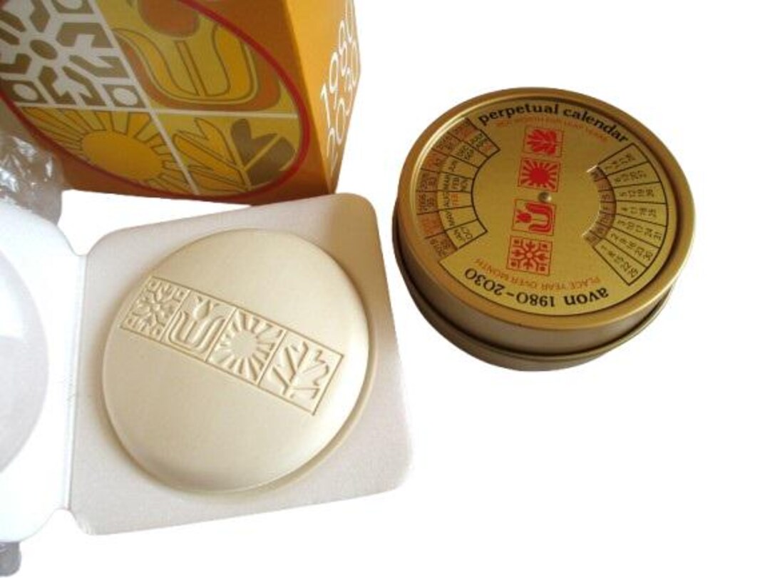 Avon Perpetual Calendar With One Classic Blend Fragrance Soap and Tin ...