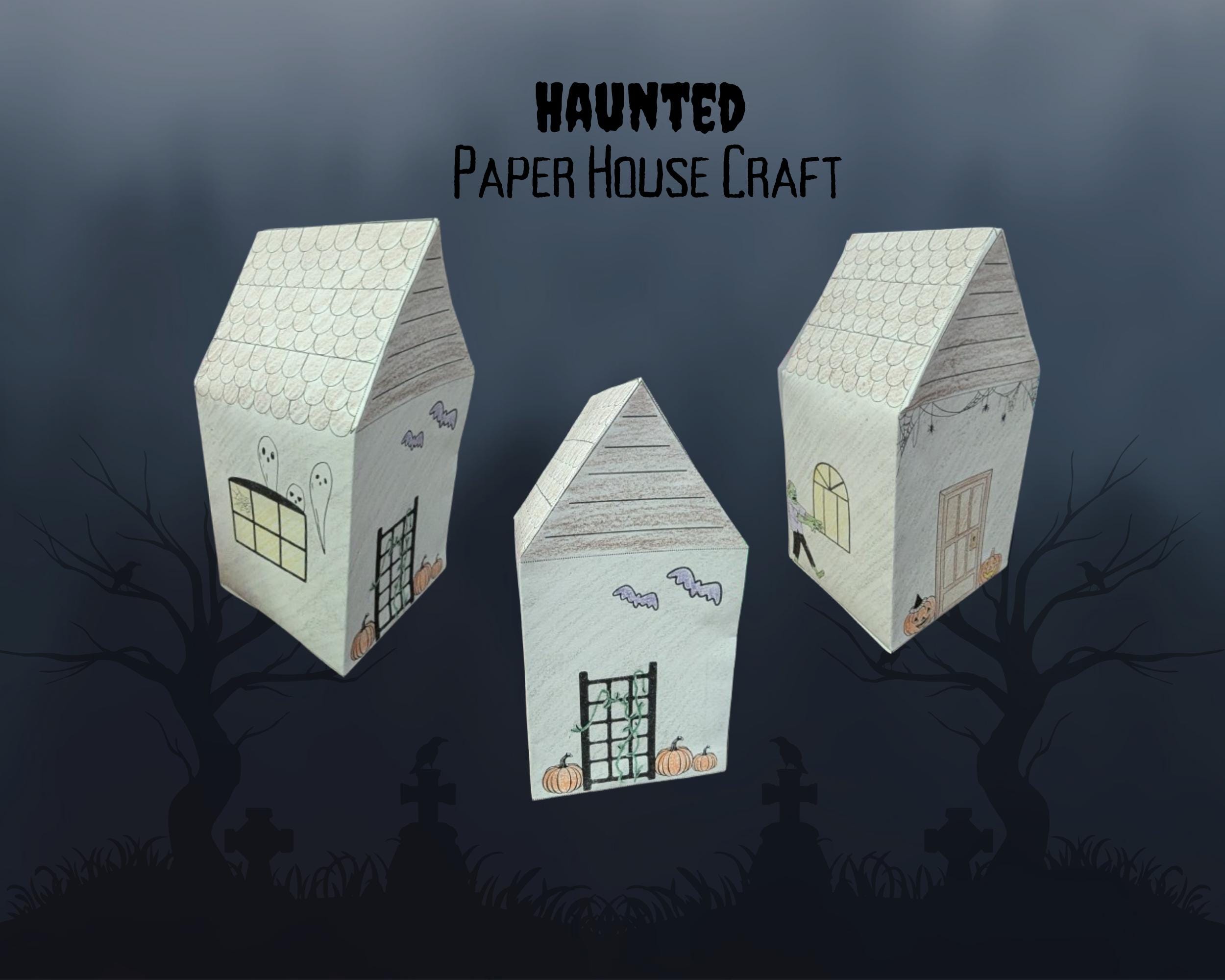 Halloween Craft Printable, 3d Paper House Craft for Kids, Haunted House ...