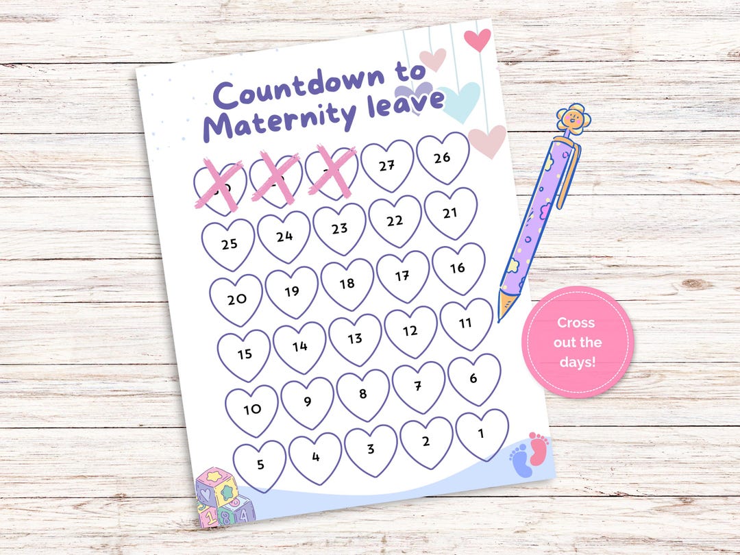 30 Day Maternity Leave Countdown Printable, Maternity Leave Tracker ...