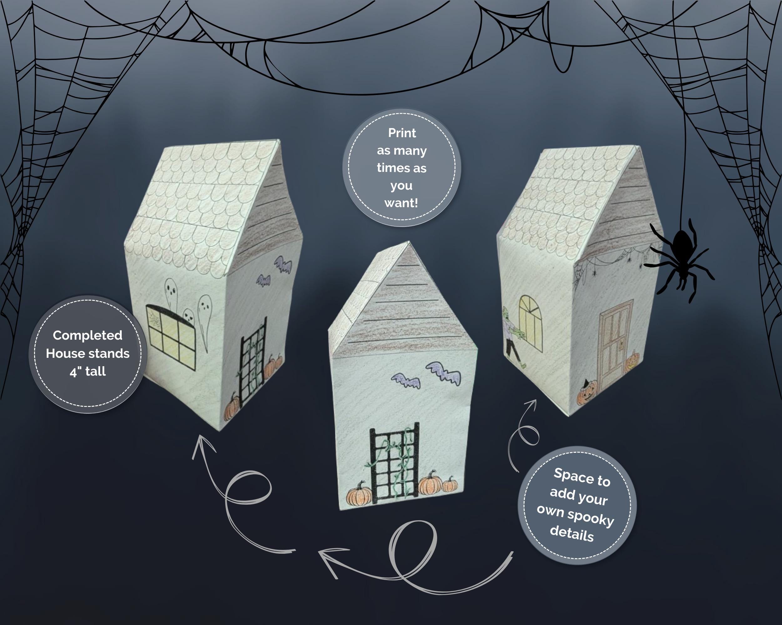 Halloween Craft Printable, 3d Paper House Craft for Kids, Haunted House ...