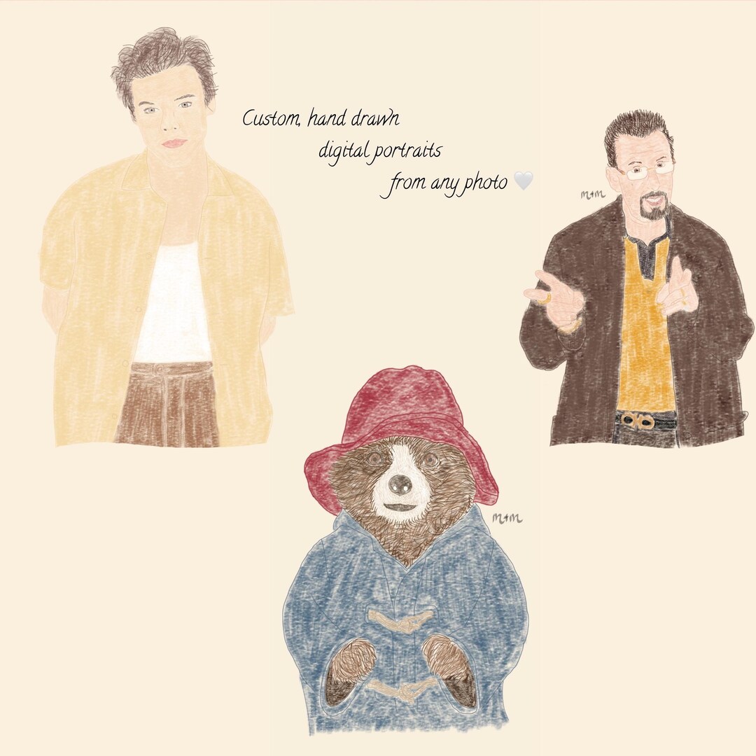 Custom Digital Portrait From Photo | Hand Drawn Illustration ...
