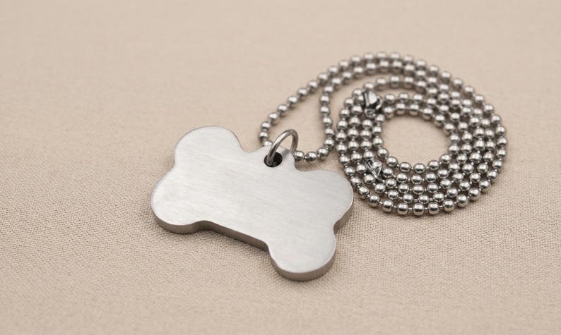 Titanium Bone Dog Tag Pendant – Personalized Pet Name Necklace, Custom ...