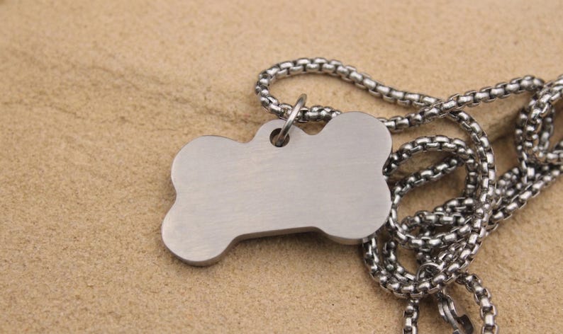 Titanium Bone Dog Tag Pendant – Personalized Pet Name Necklace, Custom ...
