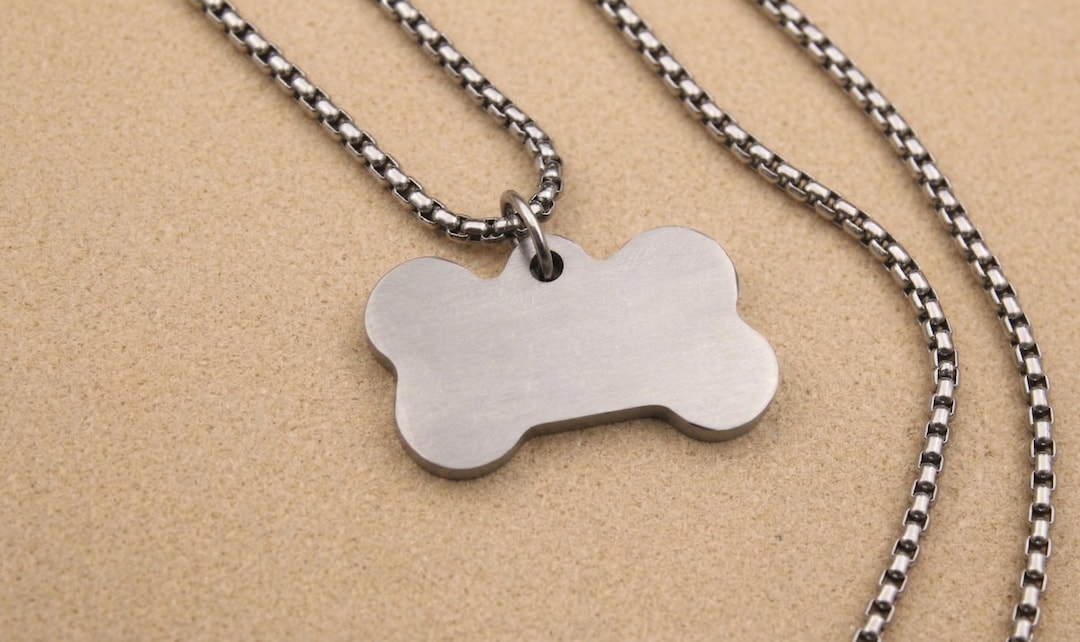 Titanium Bone Dog Tag Pendant – Personalized Pet Name Necklace, Custom ...