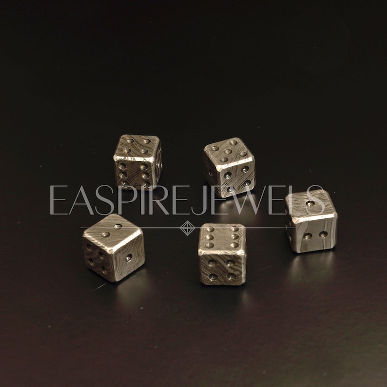 Hand Forged Vintage Damascus Steel Metal DND Dice Set | Antique Style ...