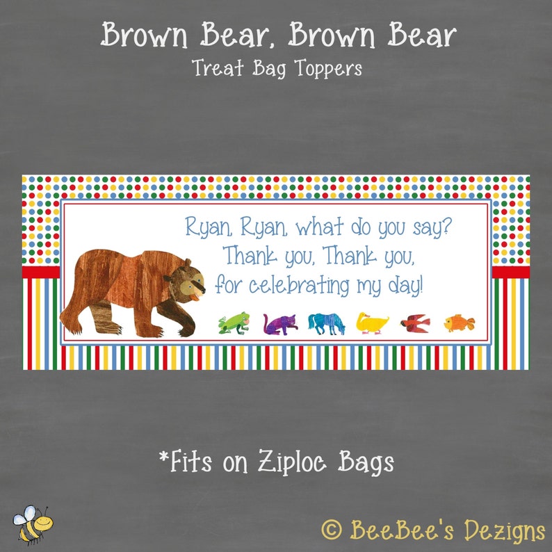 Eric Carle Brown Bear Brown Bear Treat Bag Toppers DIY - Etsy