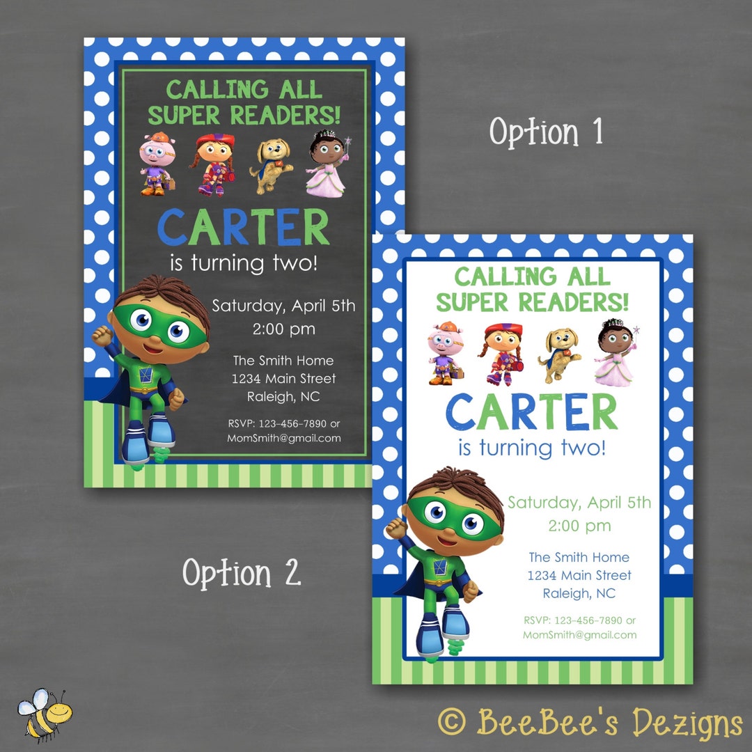 Super Why Birthday Party Invitation - Etsy