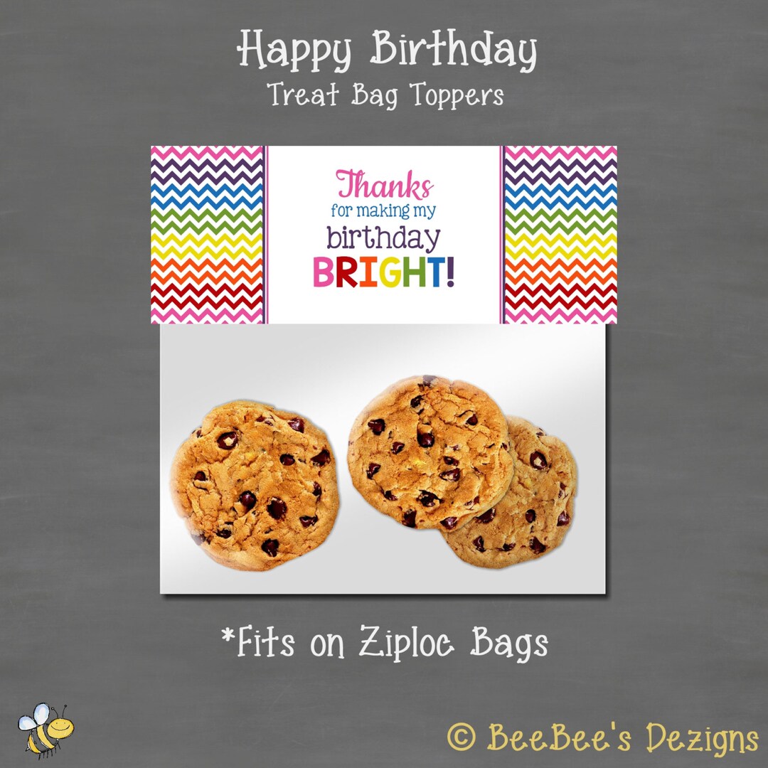 INSTANT DOWNLOAD Rainbow Bright Birthday Treat Bag Toppers --DIY ...