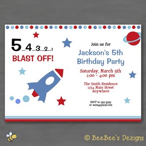 Blast off Rocket Birthday Party Invitation - Etsy