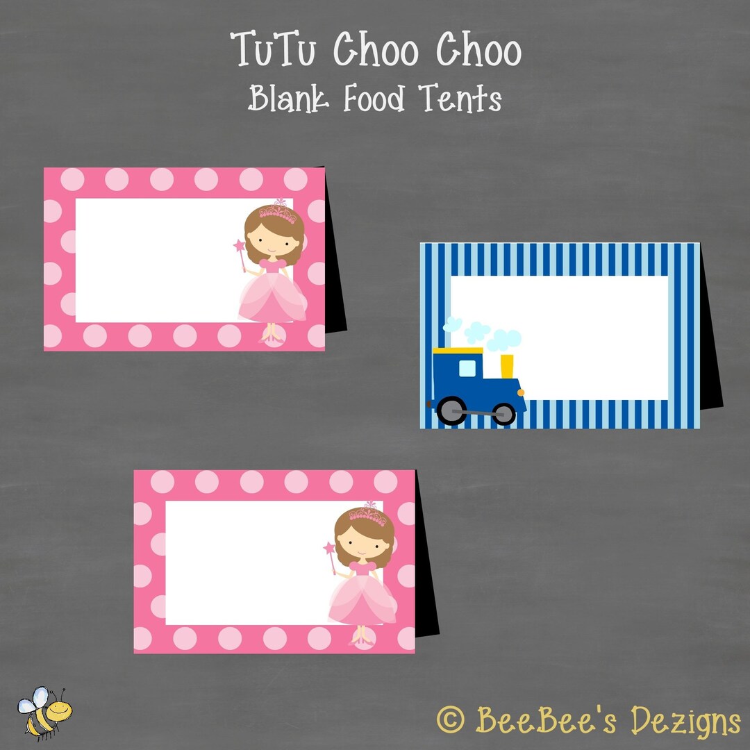 INSTANT DOWNLOAD Tutu Choo Choo Food Tents Labels buffet Cardsdiy ...