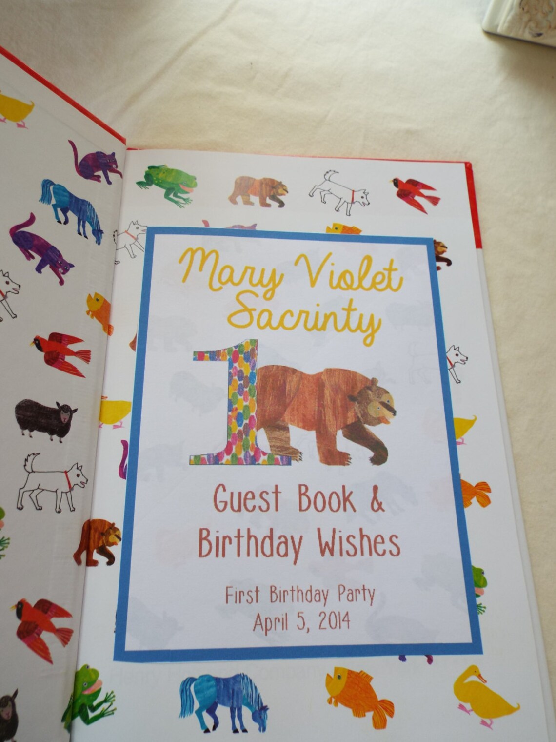 Eric Carle Brown Bear, Brown Bear Birthday Guest Book or Sign in ...