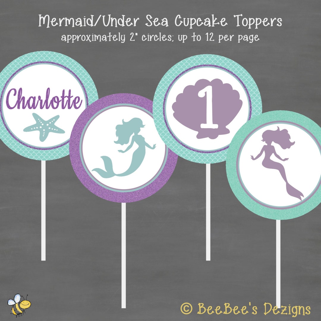 Mermaid Birthday Party Cupcake Toppers--custom Printable; Under the Sea ...