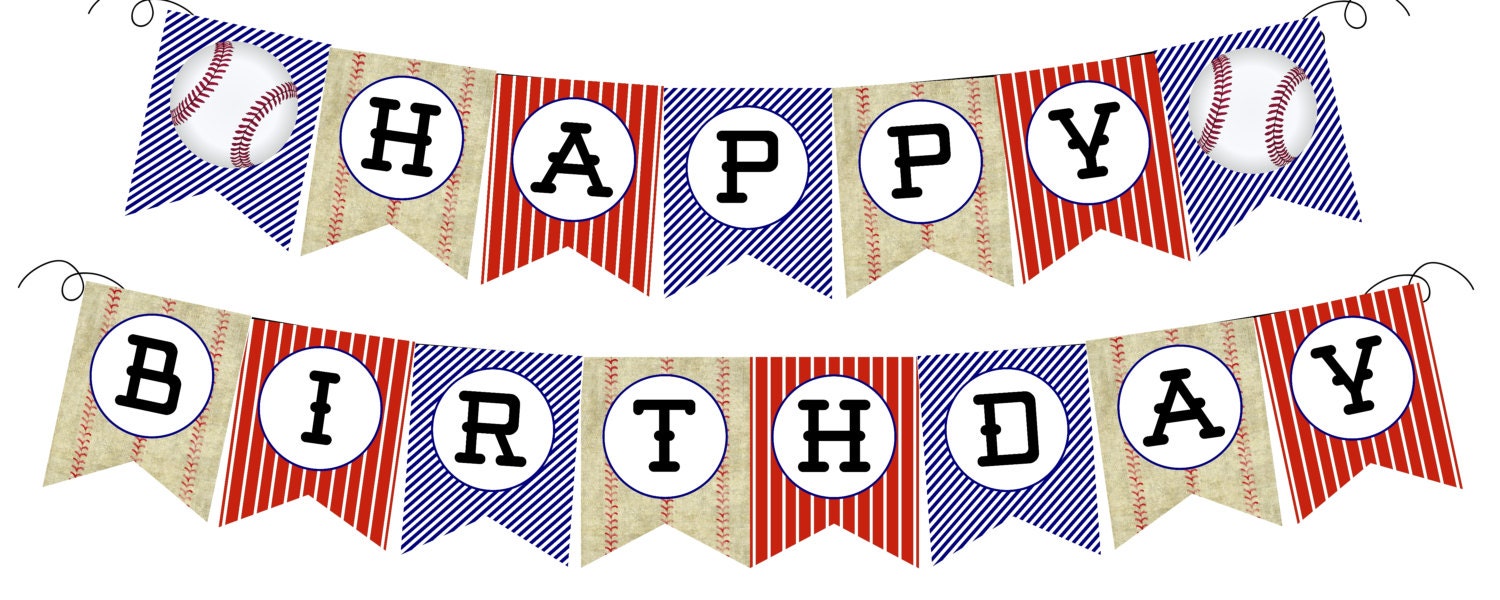 INSTANT DOWNLOAD Baseball Party Happy Birthday Banner--diy Printable - Etsy