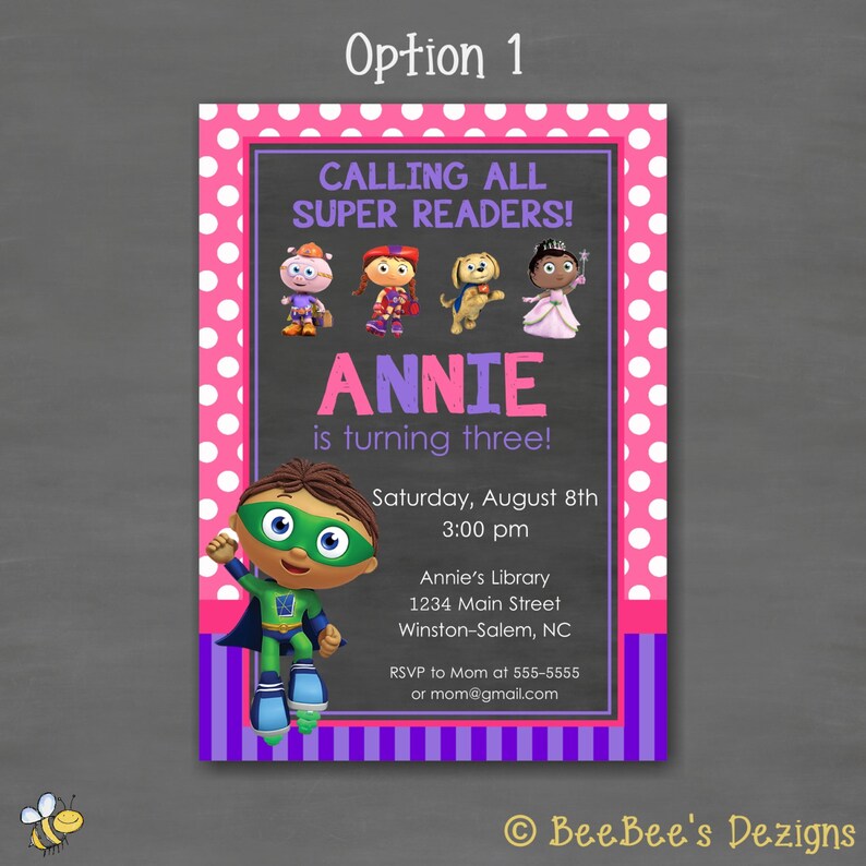 Super Why Birthday Party Invitationprintable Invitation - Etsy
