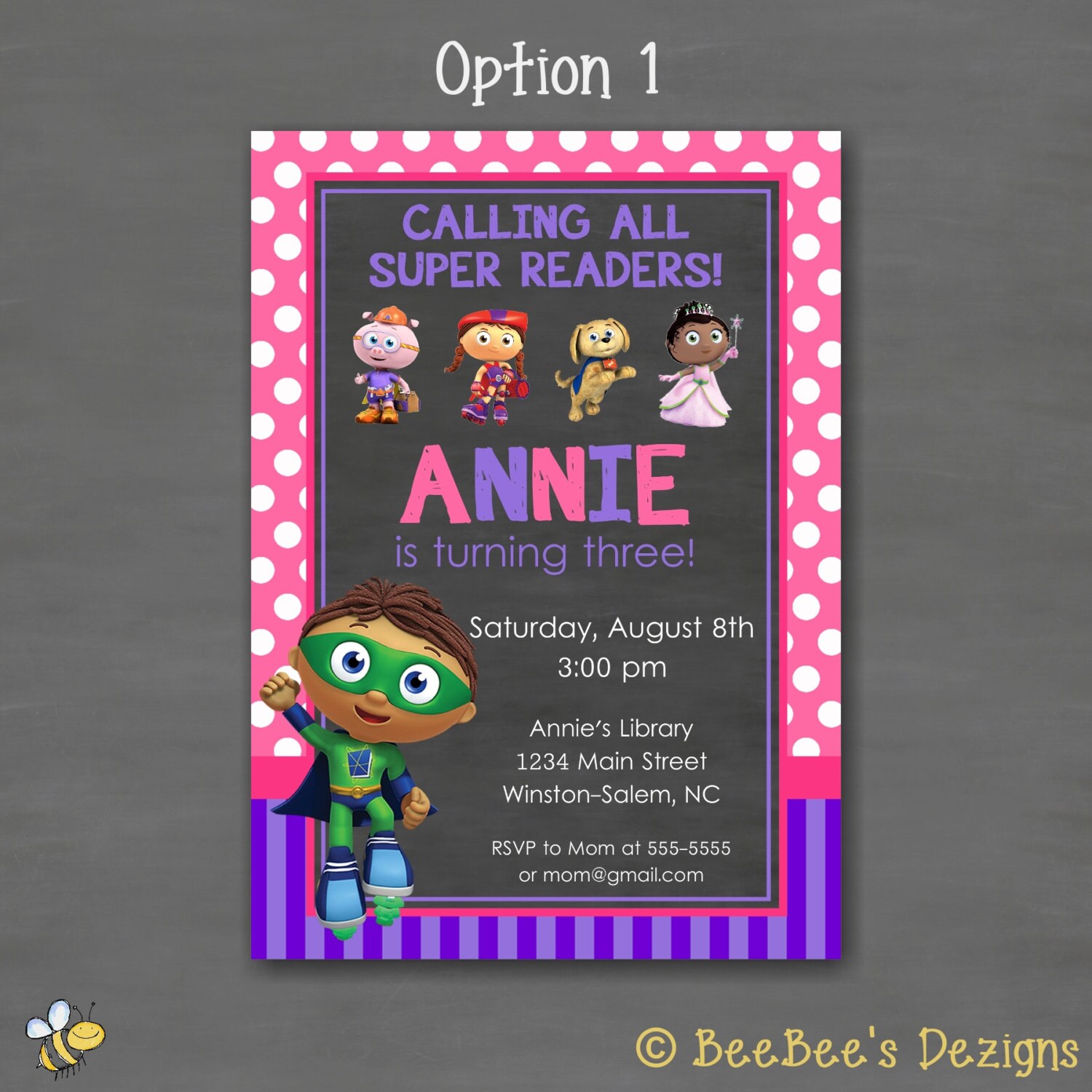 Super Why Birthday Party Invitationprintable Invitation - Etsy