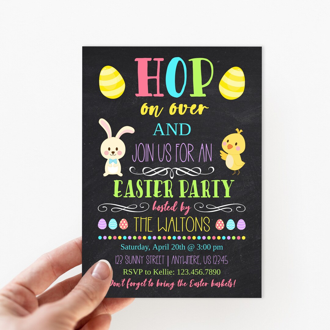 Easter Party Invitation, Easter Invitation, Easter Egg Hunt, Easter ...