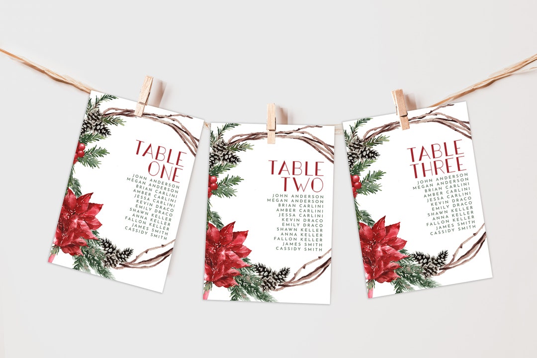 Christmas Wedding Seating Cards Seating Chart Table Number - Etsy