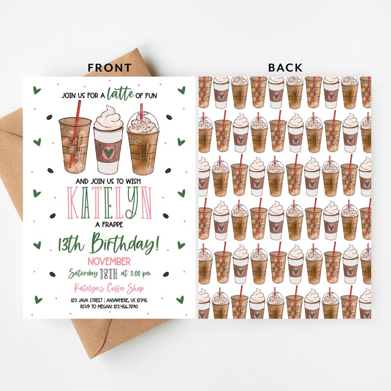 Coffee Birthday Invitation Latte of Fun Frappe Birthday - Etsy