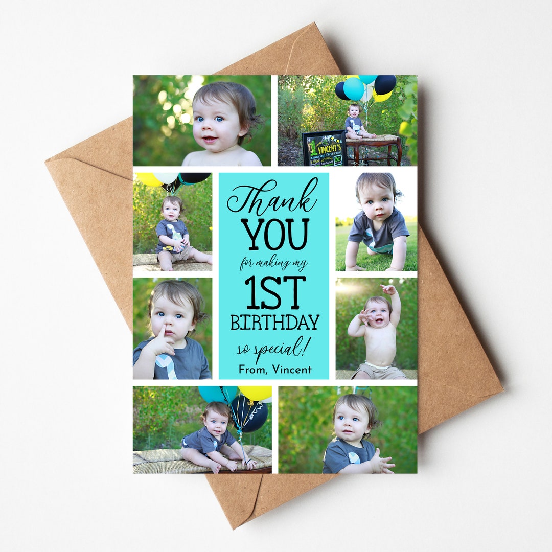 Thank You Cards First Birthday Thank You Card 1st Birthday Thank You ...