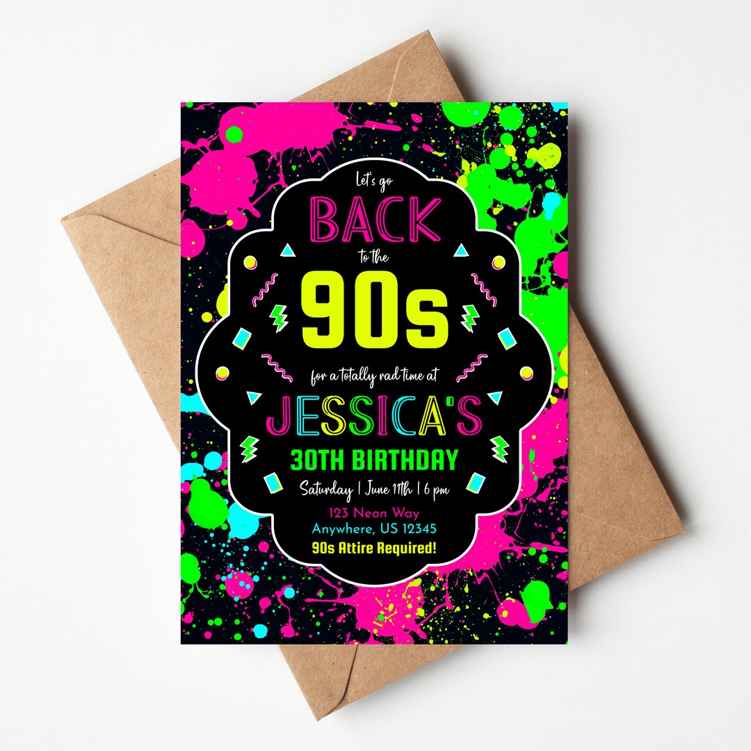 90s Birthday Invitation, Back to the 90s, 1990s Birthday, 90s ...