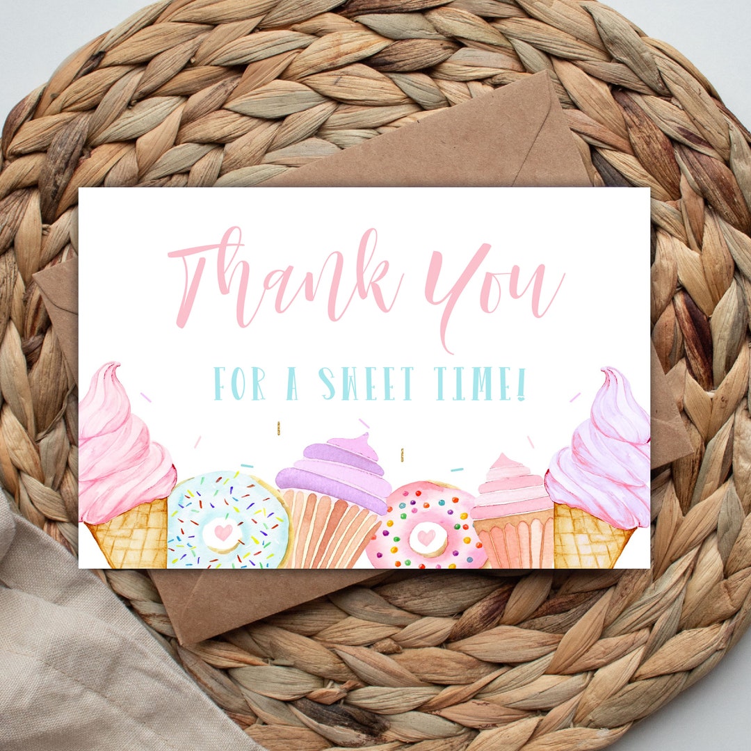 Two Sweet Thank You Card, Sweet Celebration, Sweet Birthday Party ...