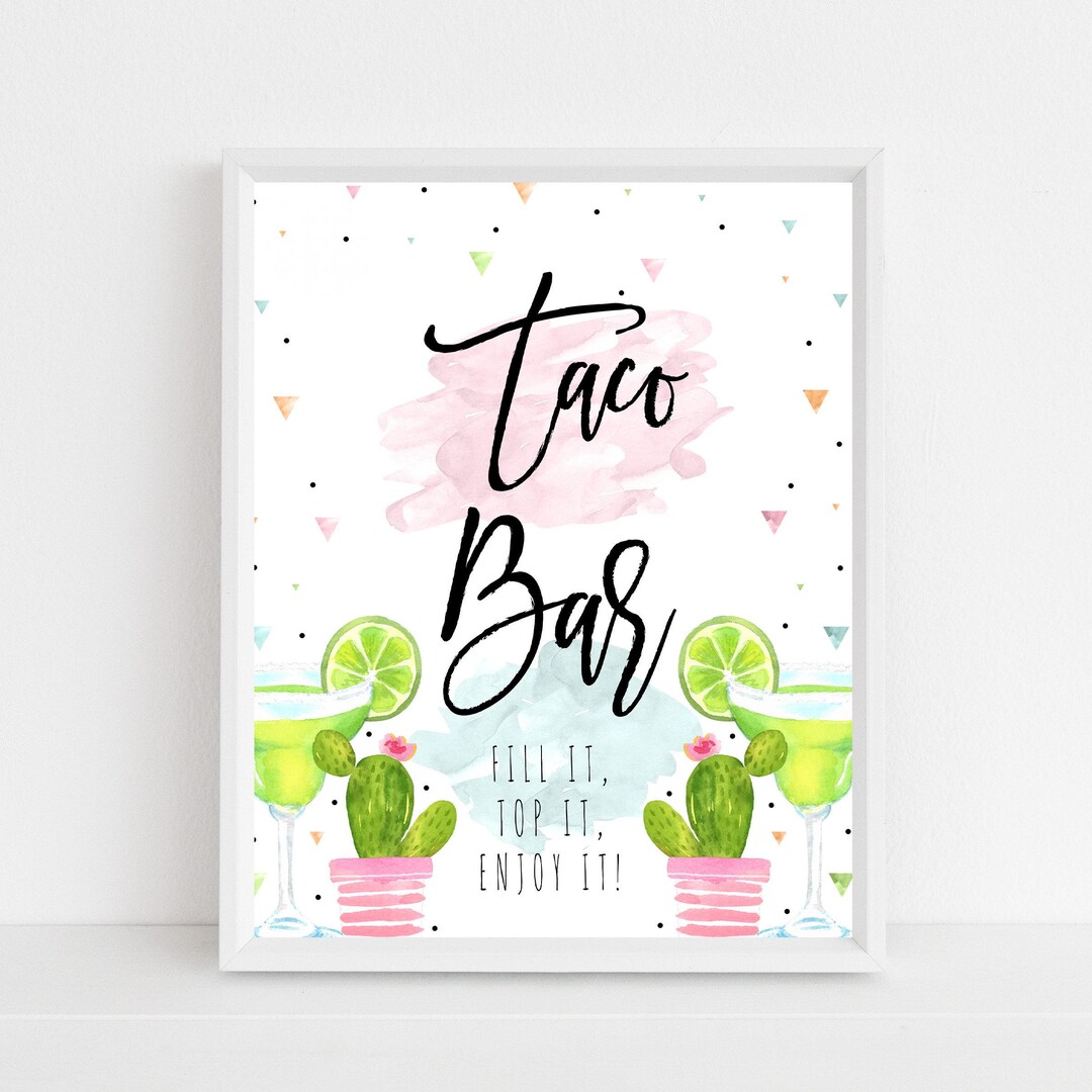 Taco Bar Party Sign, Mexican Fiesta Decor - Digital or Printed - Etsy