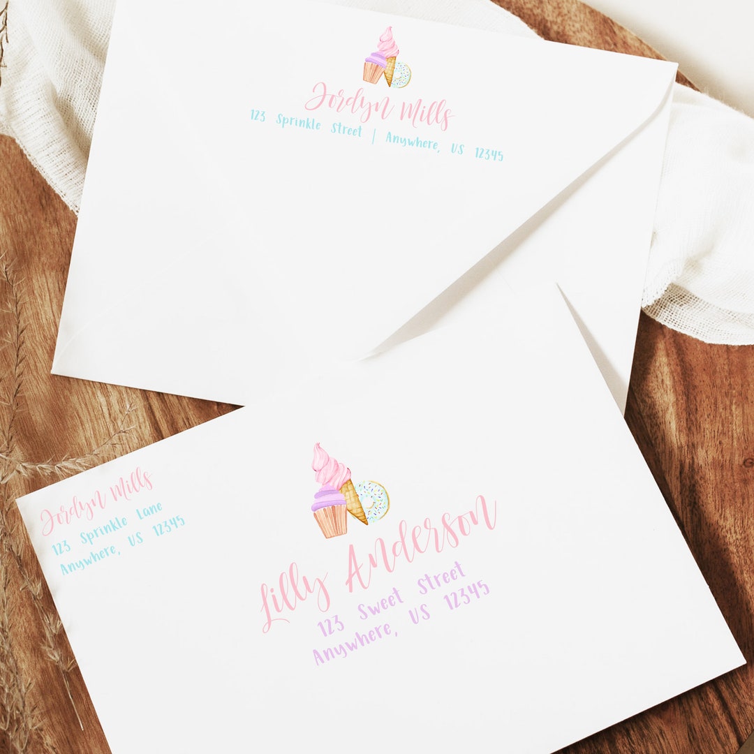 TWO Sweet 2nd Birthday Envelopes · Donut Party Theme · Custom Mailing ...